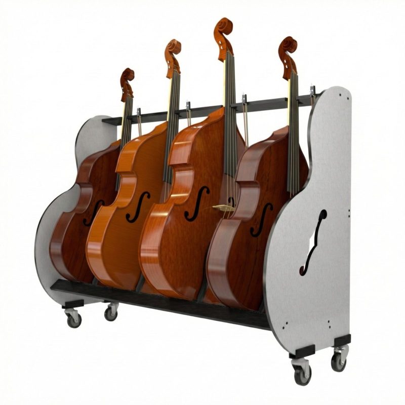 Double Bass Storage Rack for Classrooms | Heavy-Duty Wheels