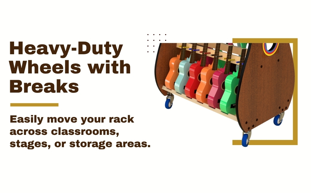 The Band Room™ Mobile Ukulele Storage Rack for Music Teachers