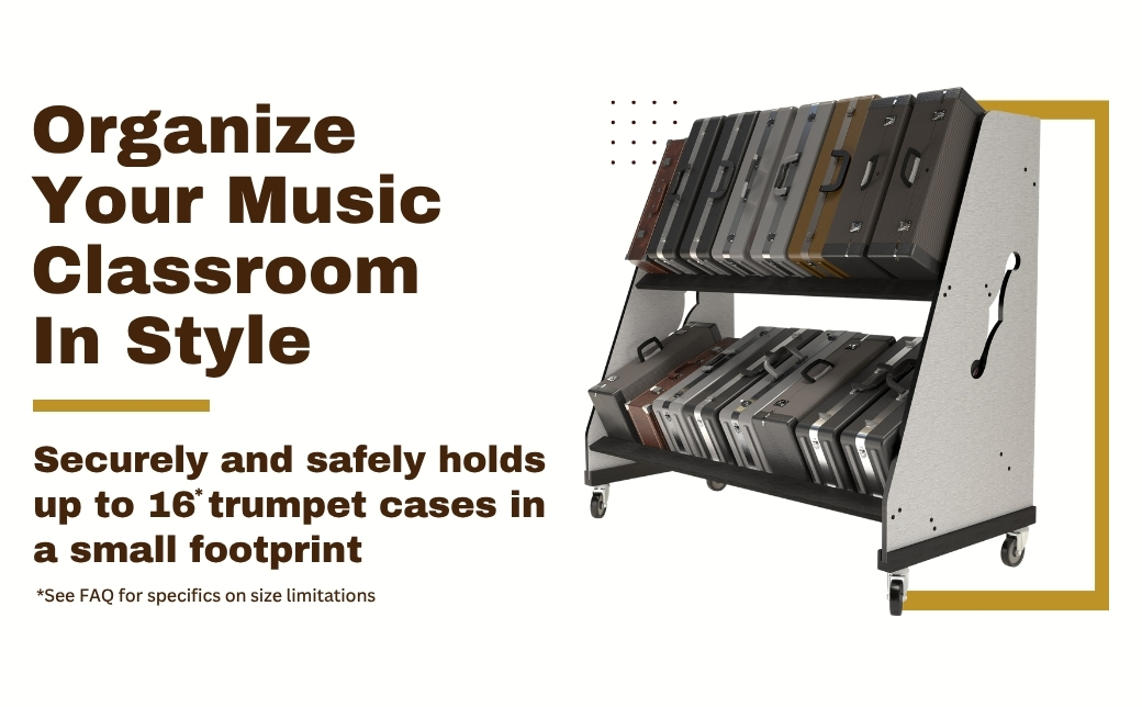 The Band Room™ Trumpet Case Storage Rack for Music Teachers